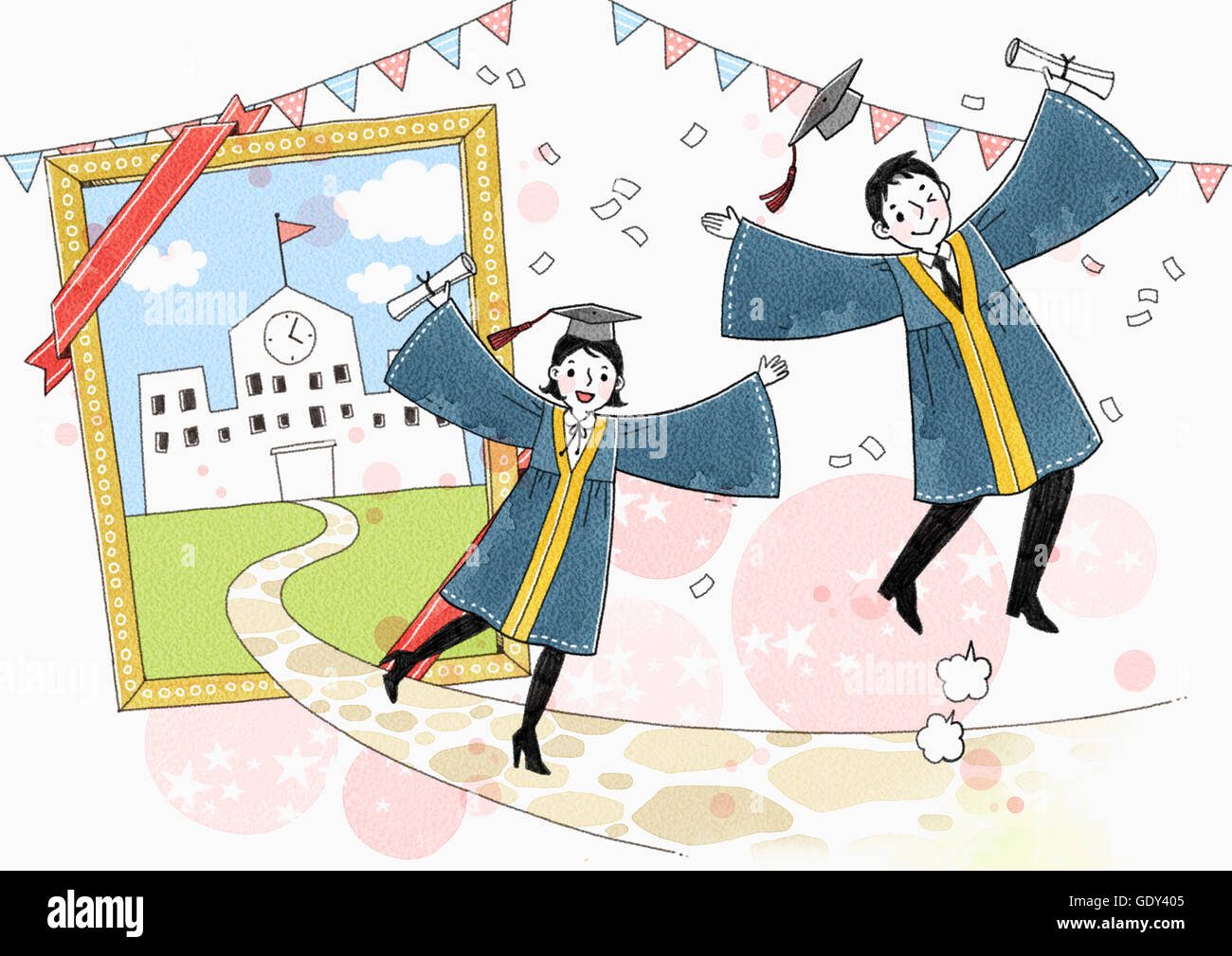 Two graduates cheering Stock Photo - Alamy