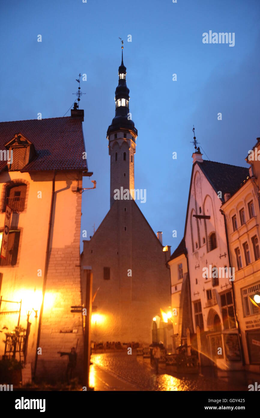 the City Hall of the old city of Tallinn in Estonia in the Baltic ...