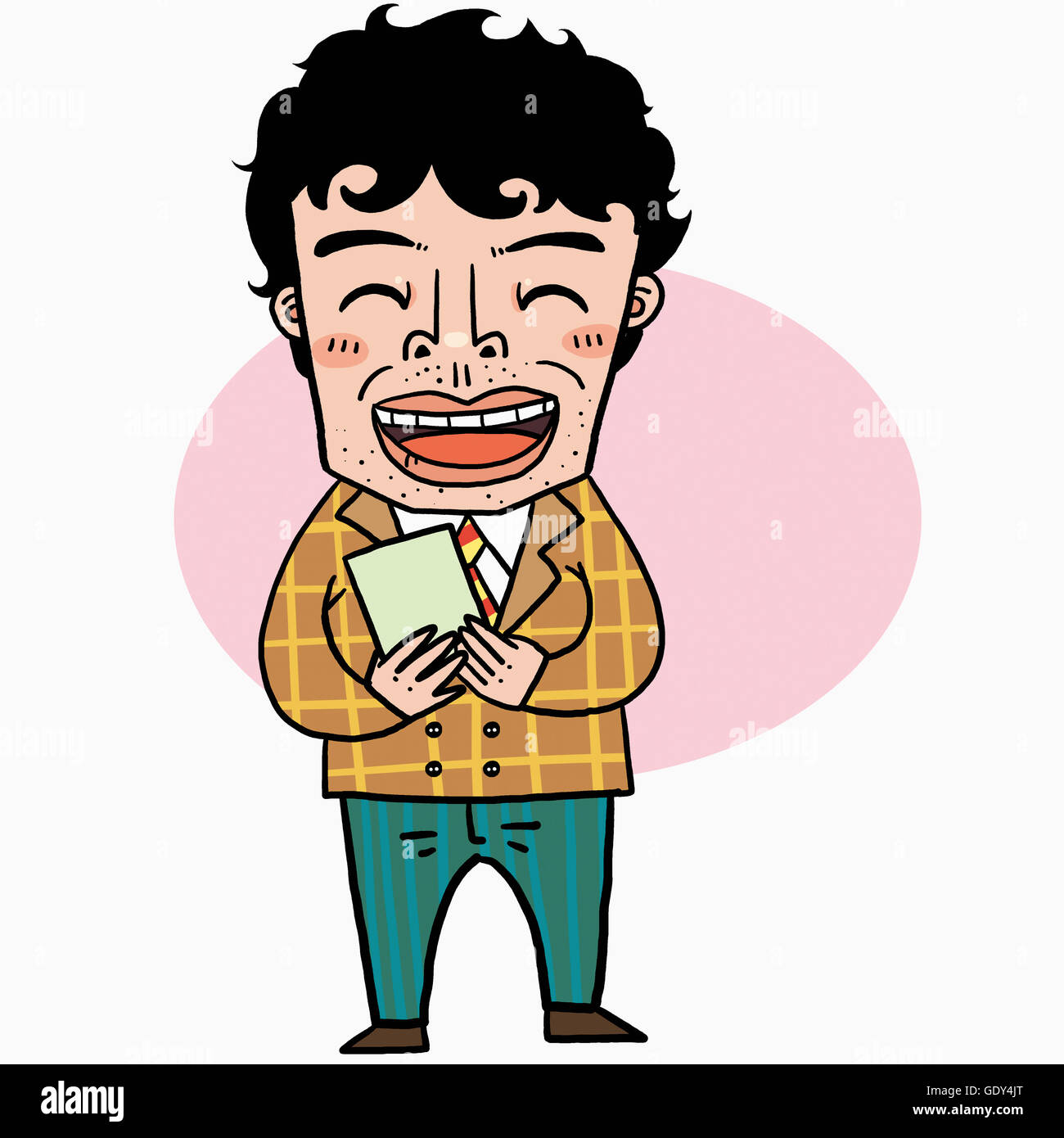 Smiling business man standing with pay envelope Stock Photo - Alamy