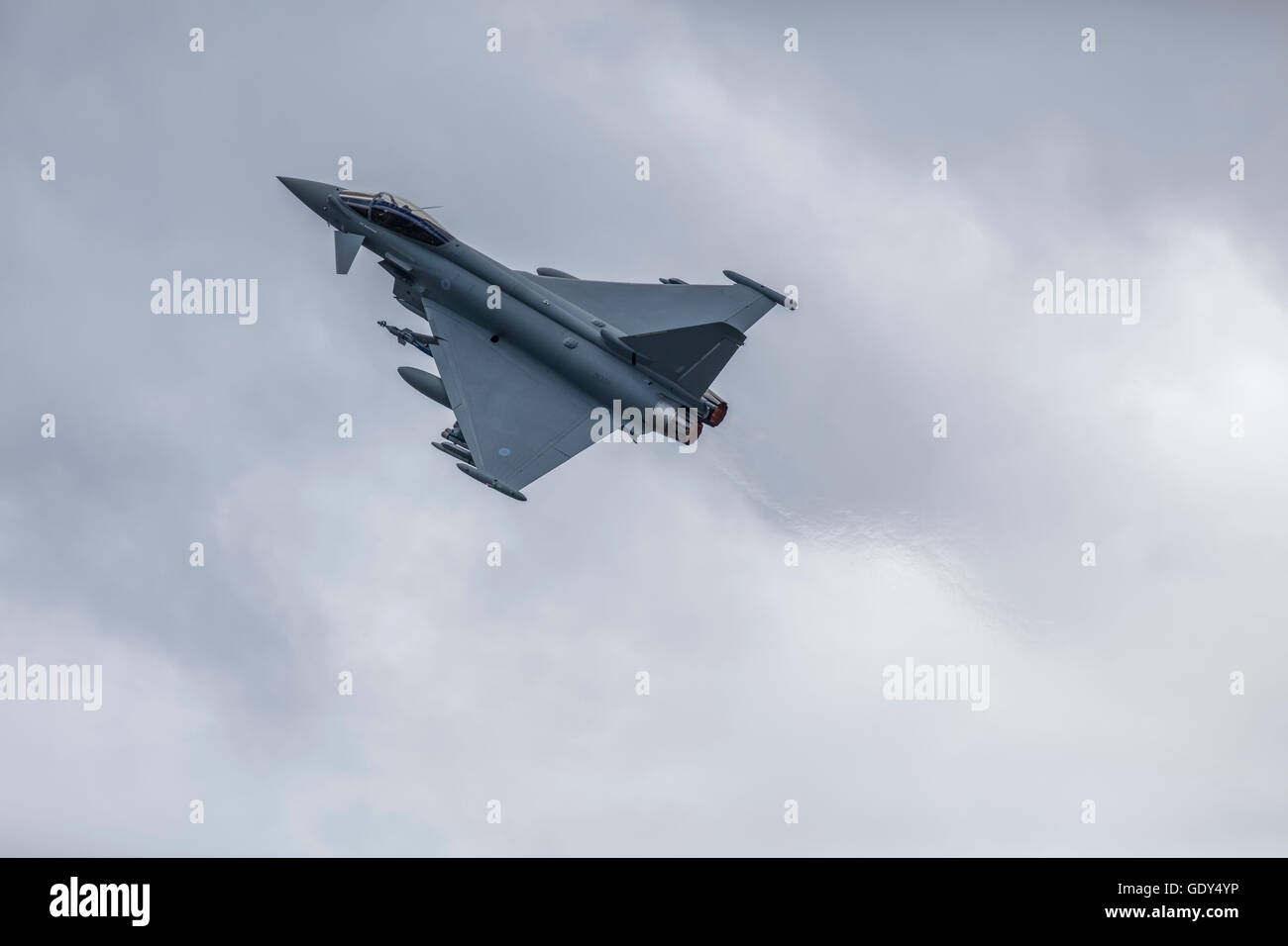 RAF Eurofighter Typhoon plane in the sky after taking off at the ...