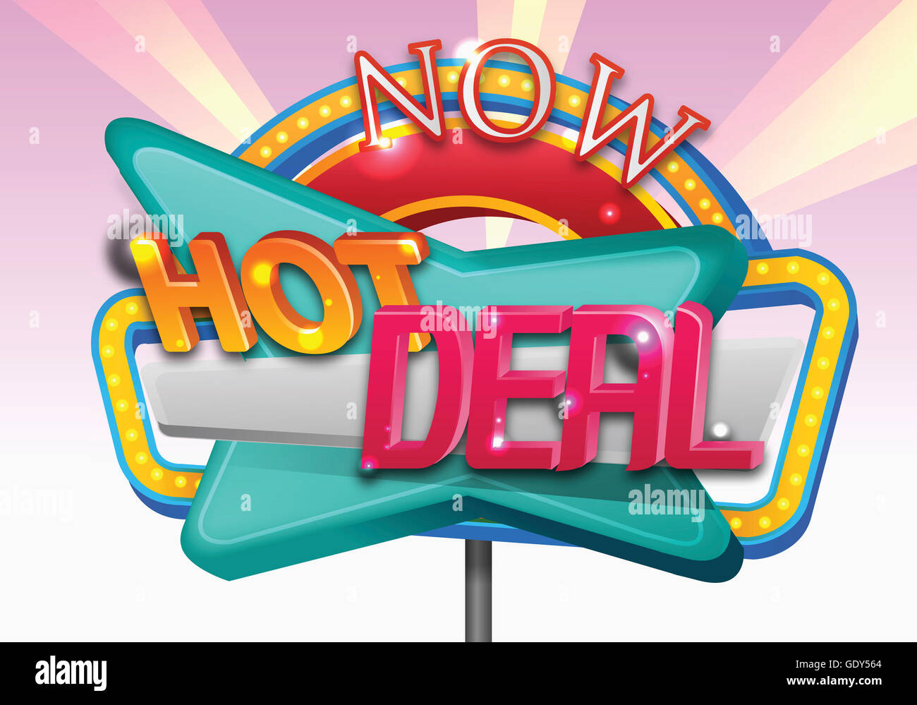 Neon sign advertisement for Hot Deal Stock Photo - Alamy