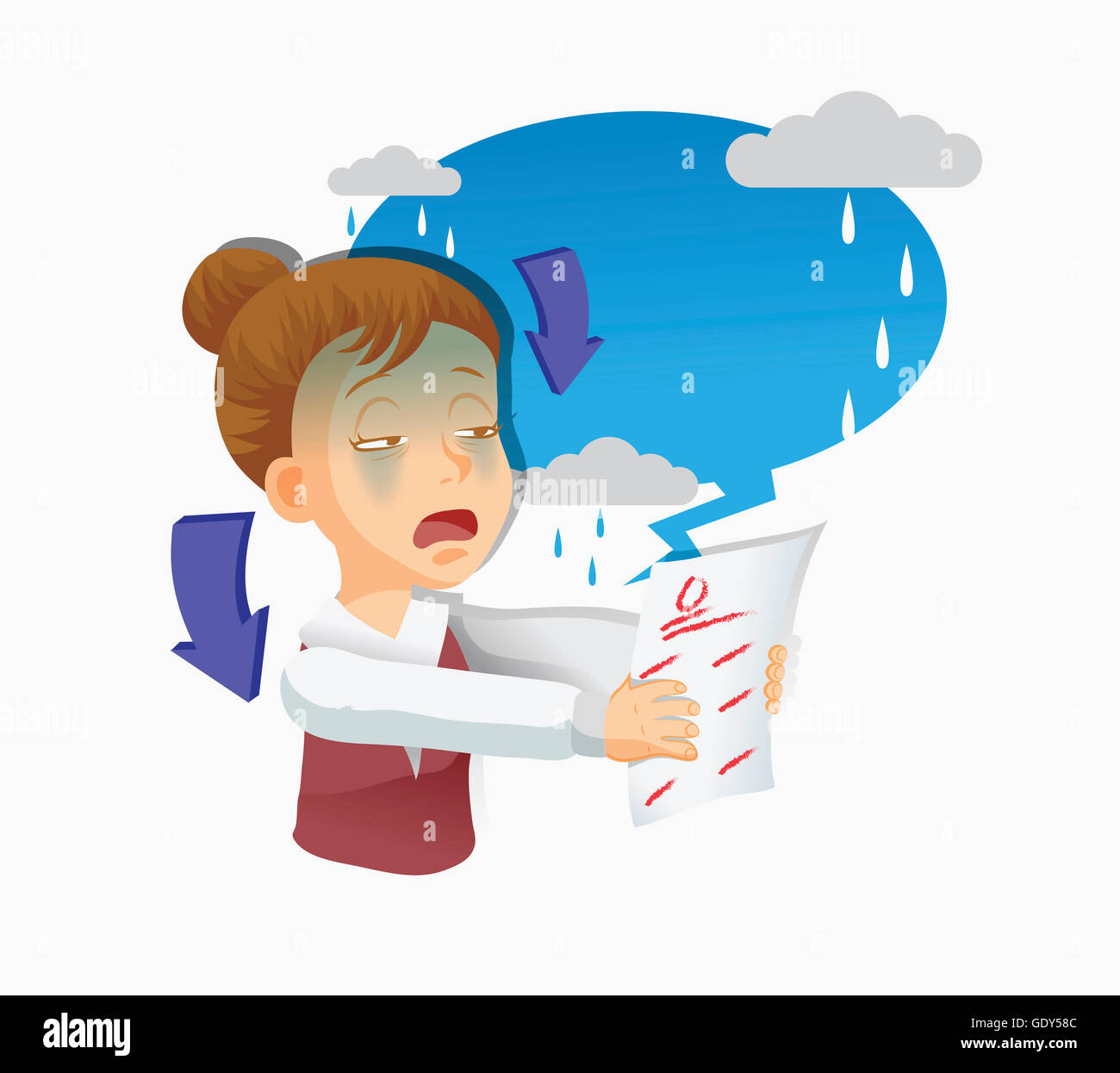 Portrait pd stressful school girl getting a bad grade Stock Photo - Alamy