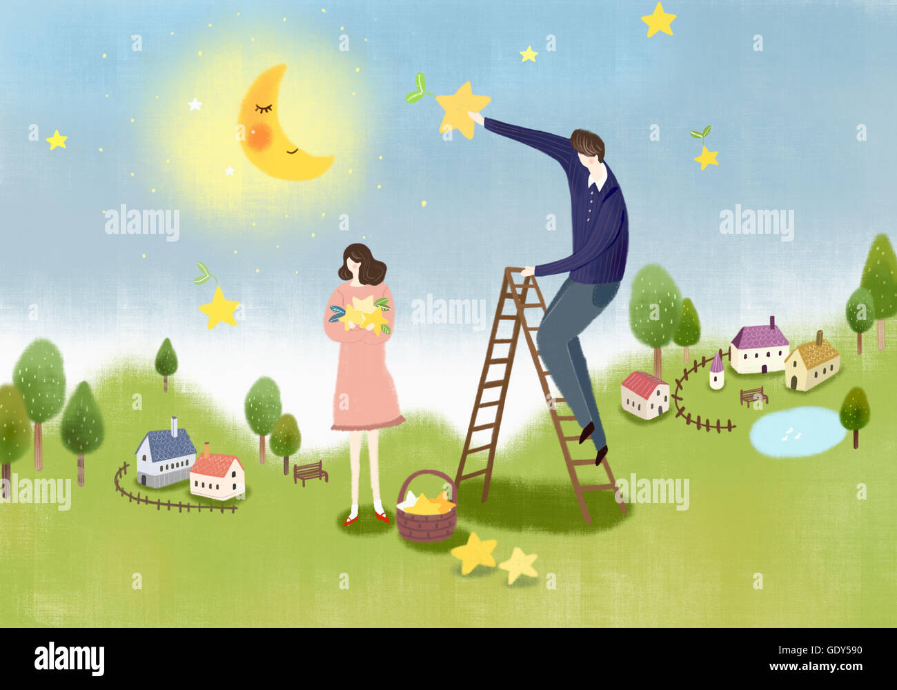 Romantic couple getting stars together Stock Photo - Alamy