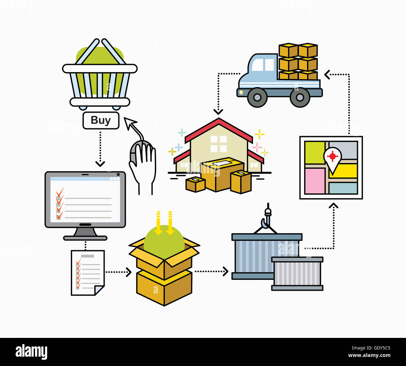 Illustration related to e-commerce Stock Photo - Alamy