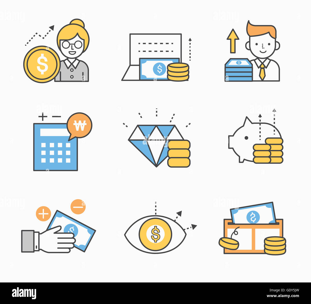 Set of various line icons related to finance and economy Stock Photo ...