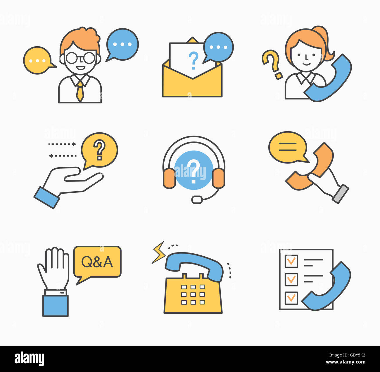 Set of various line icons related to question and answer Stock Photo ...