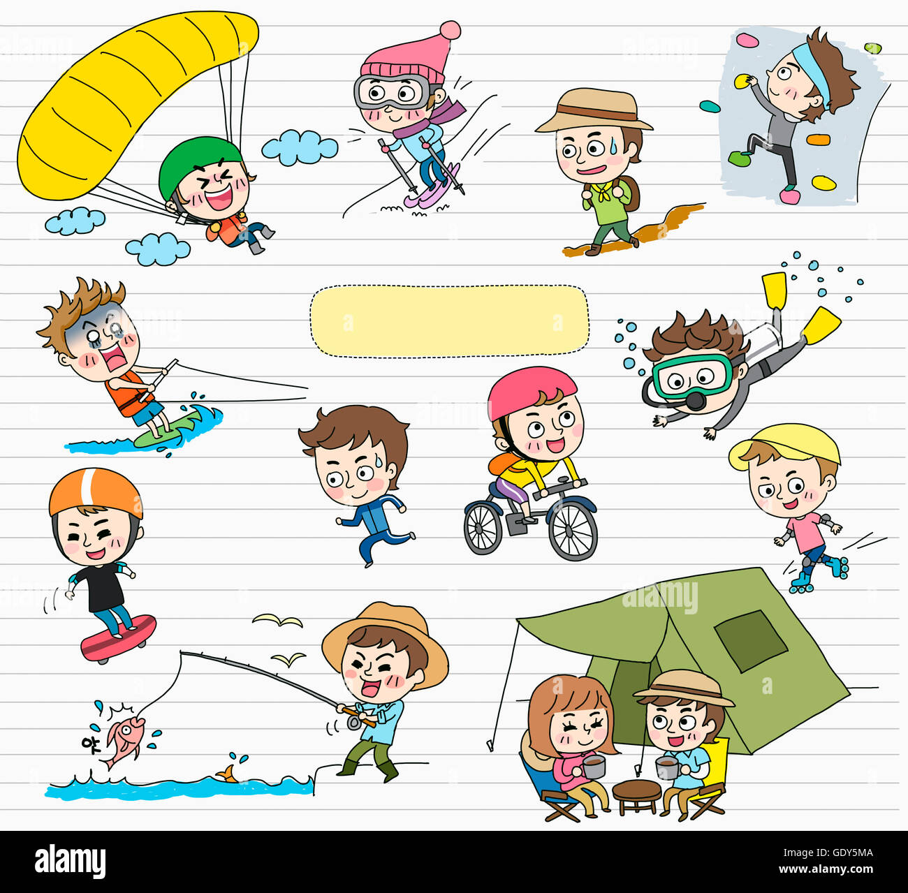 Various emoticons related to leisure activities Stock Photo - Alamy