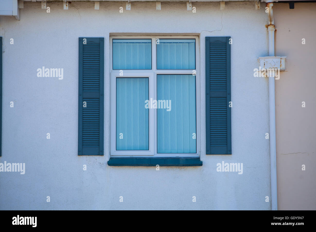 Color image of a blue window of an old house Stock Photo - Alamy