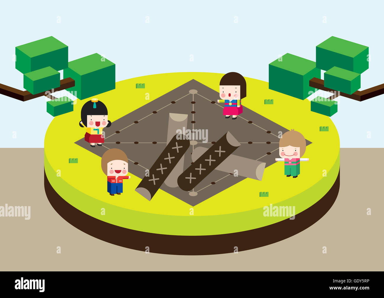 Background of new year 2016 with people playing yunnori, one of ...