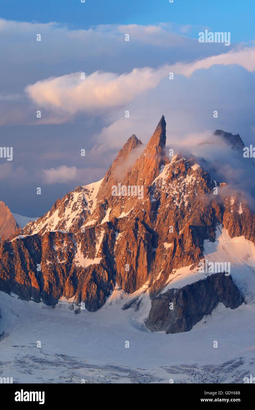 geography / travel, France, Dent du Geant (4013m) at sunrise, Mont ...