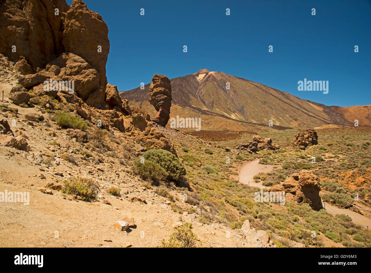 geography / travel, Spain, Tenerife, Roques de Garcia, rock formation with lava rock, Pico de ...