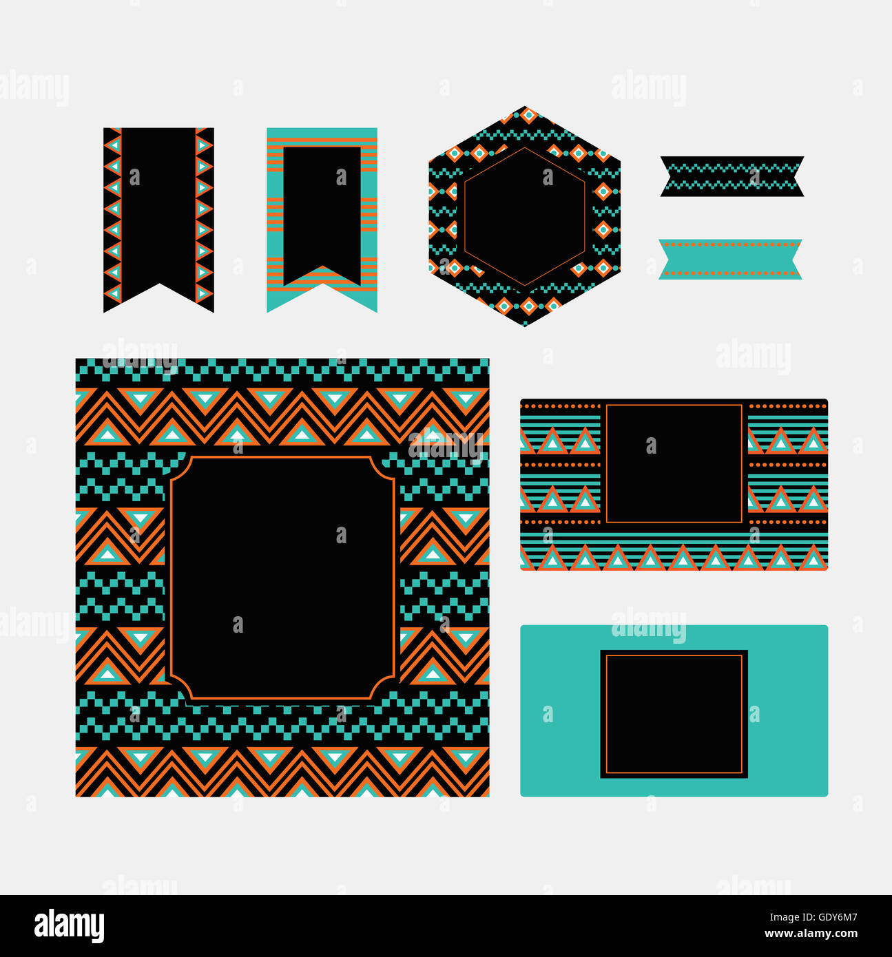 Set of various tags and labels with geometric patterns Stock Photo - Alamy