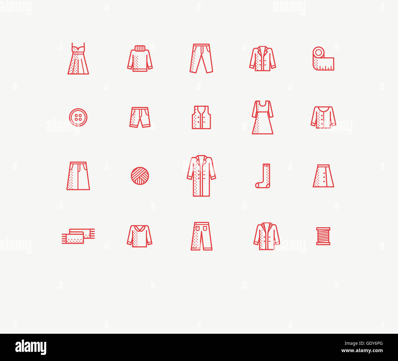 Set of various red line icons related to fashion Stock Photo - Alamy