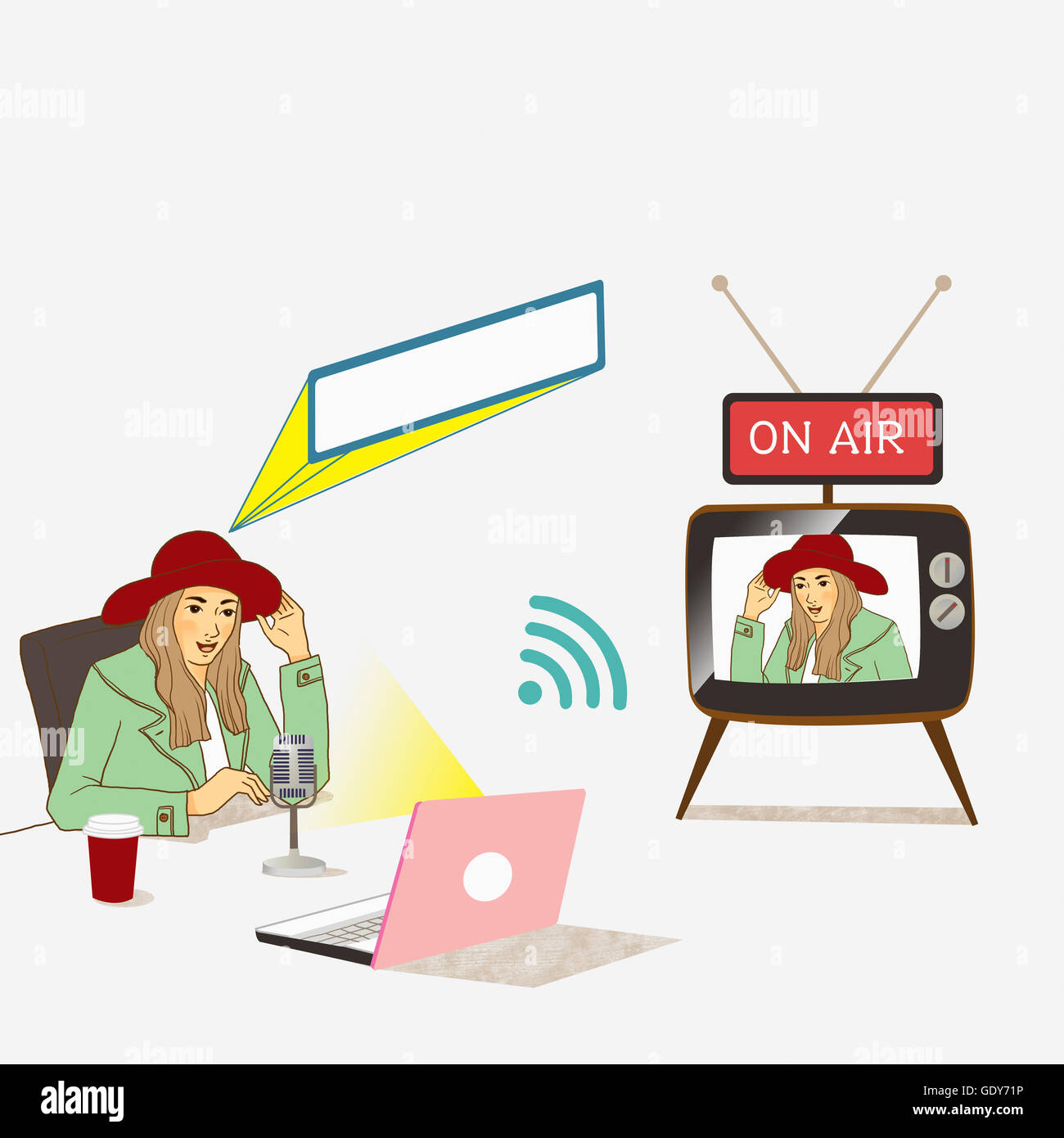 Illustration of broadcasting and multimedia Stock Photo - Alamy