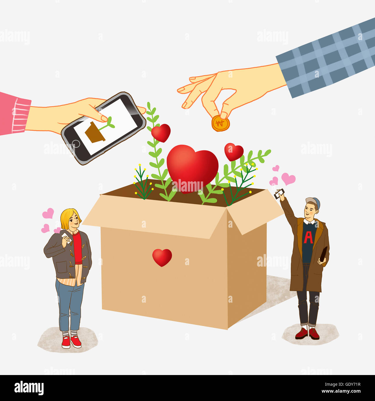 Illustration related to smartphone donation Stock Photo - Alamy