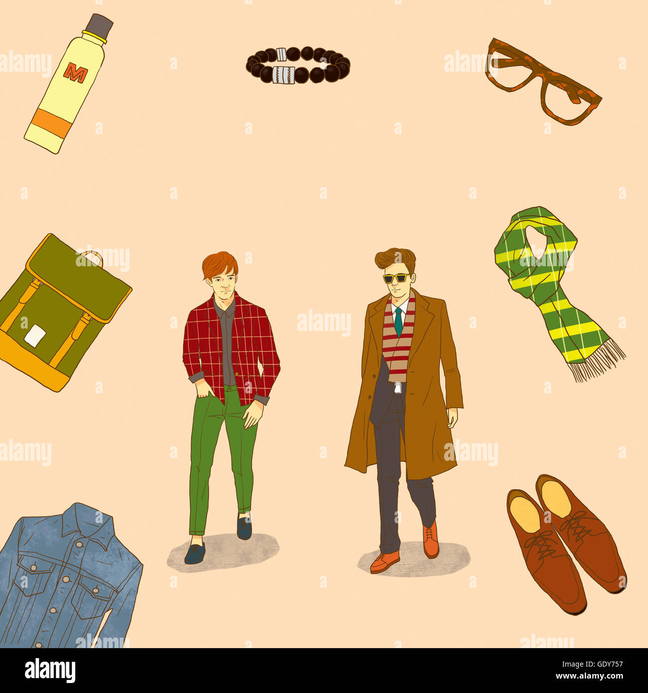Two young men with men's fashion items Stock Photo - Alamy