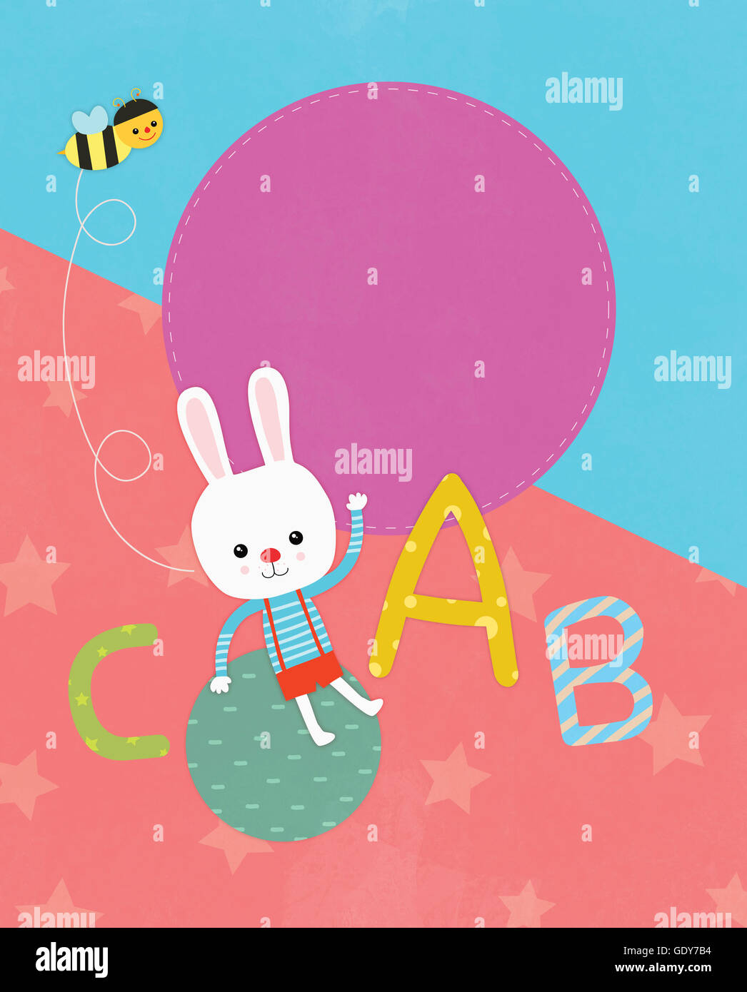 Rabbit and bee with alphabet letters Stock Photo - Alamy