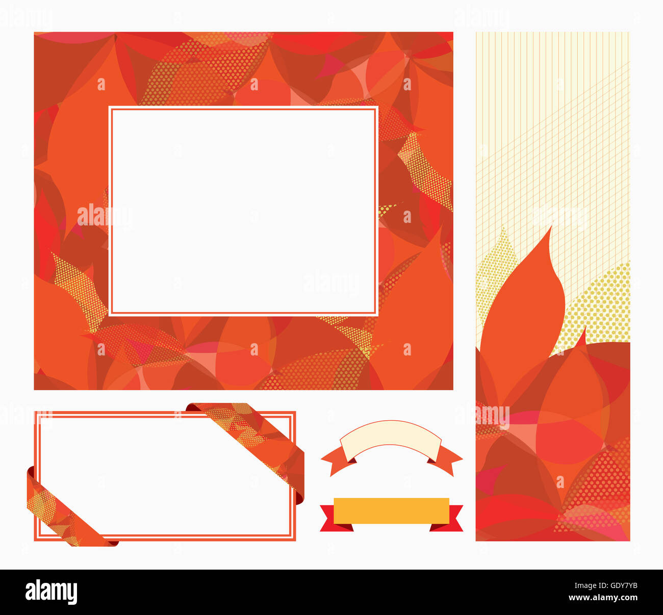 Frame and banner with ted leaves Stock Photo - Alamy