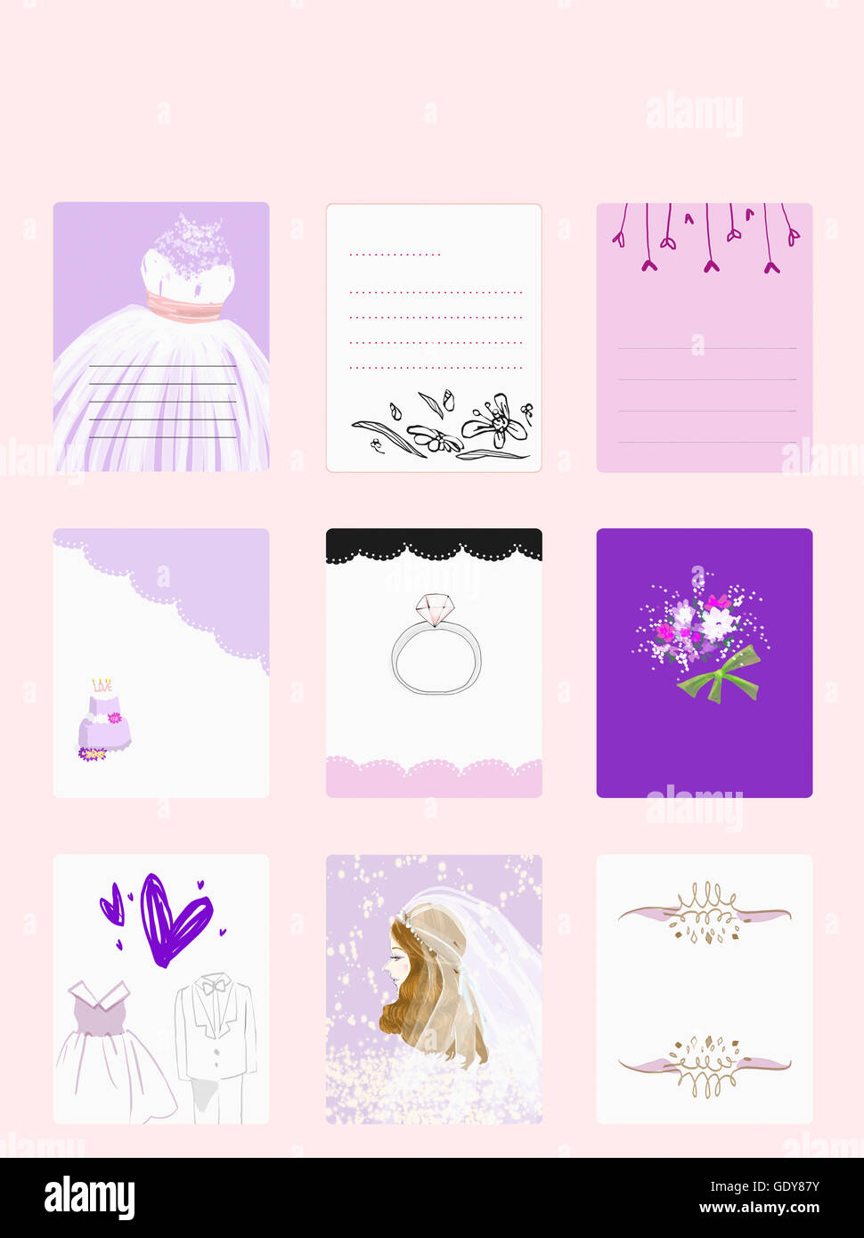 Various memo with illustrations of wedding Stock Photo - Alamy Various memo with illustrations of wedding Stock Photo - Alamy