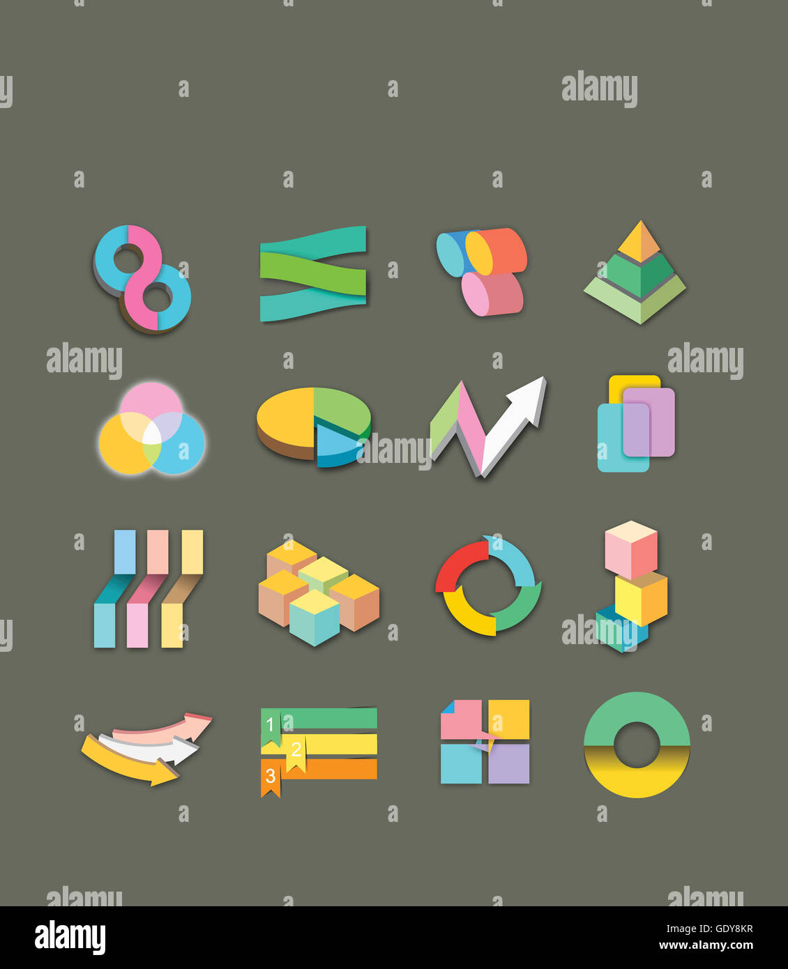 Icon set of various diagrams Stock Photo - Alamy
