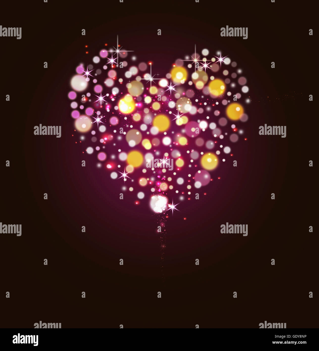 Fancy mysterious heart made of light and glitter with various colors ...