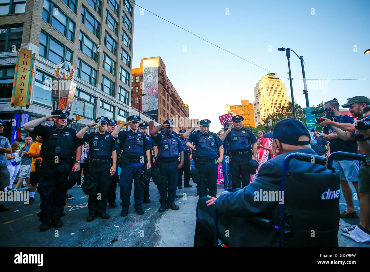 Cleveland, United States. 20th July, 2016. Cleveland police salute ...