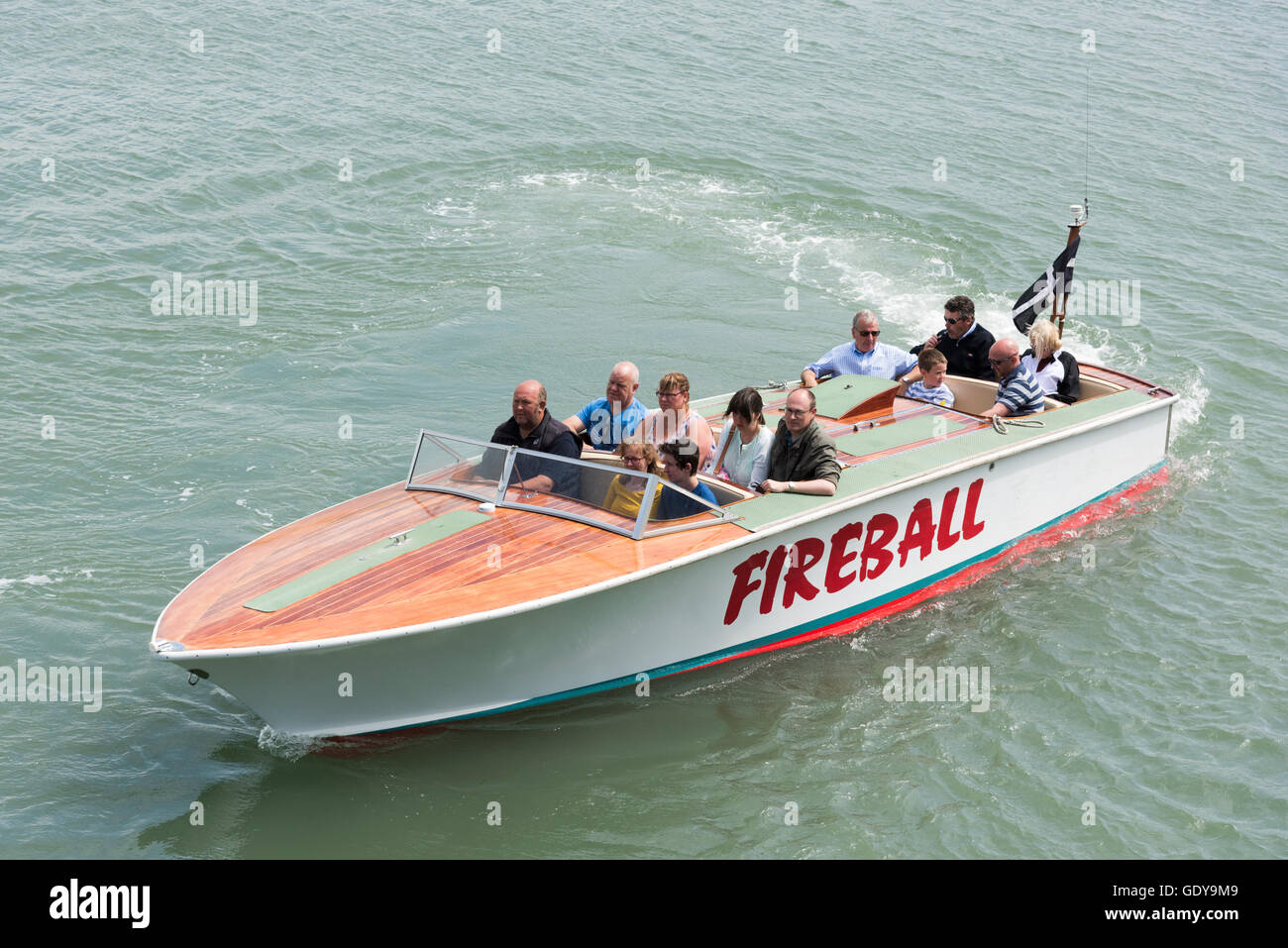 Tourist trip speedboat Fireball on the River Camel estuary Padstow ...