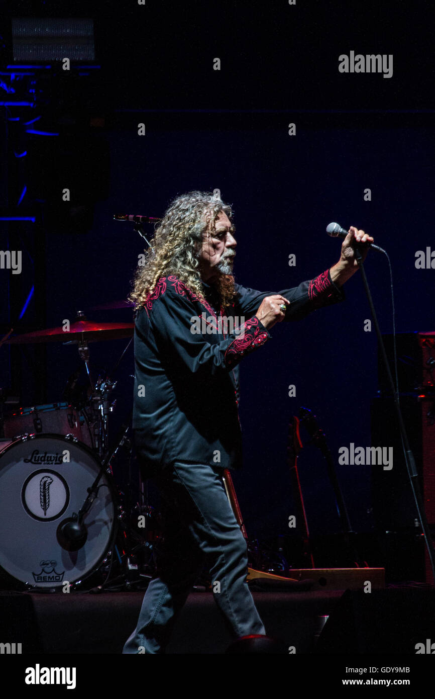 The English singer and song-writer Robert Plant pictured on stage as he ...