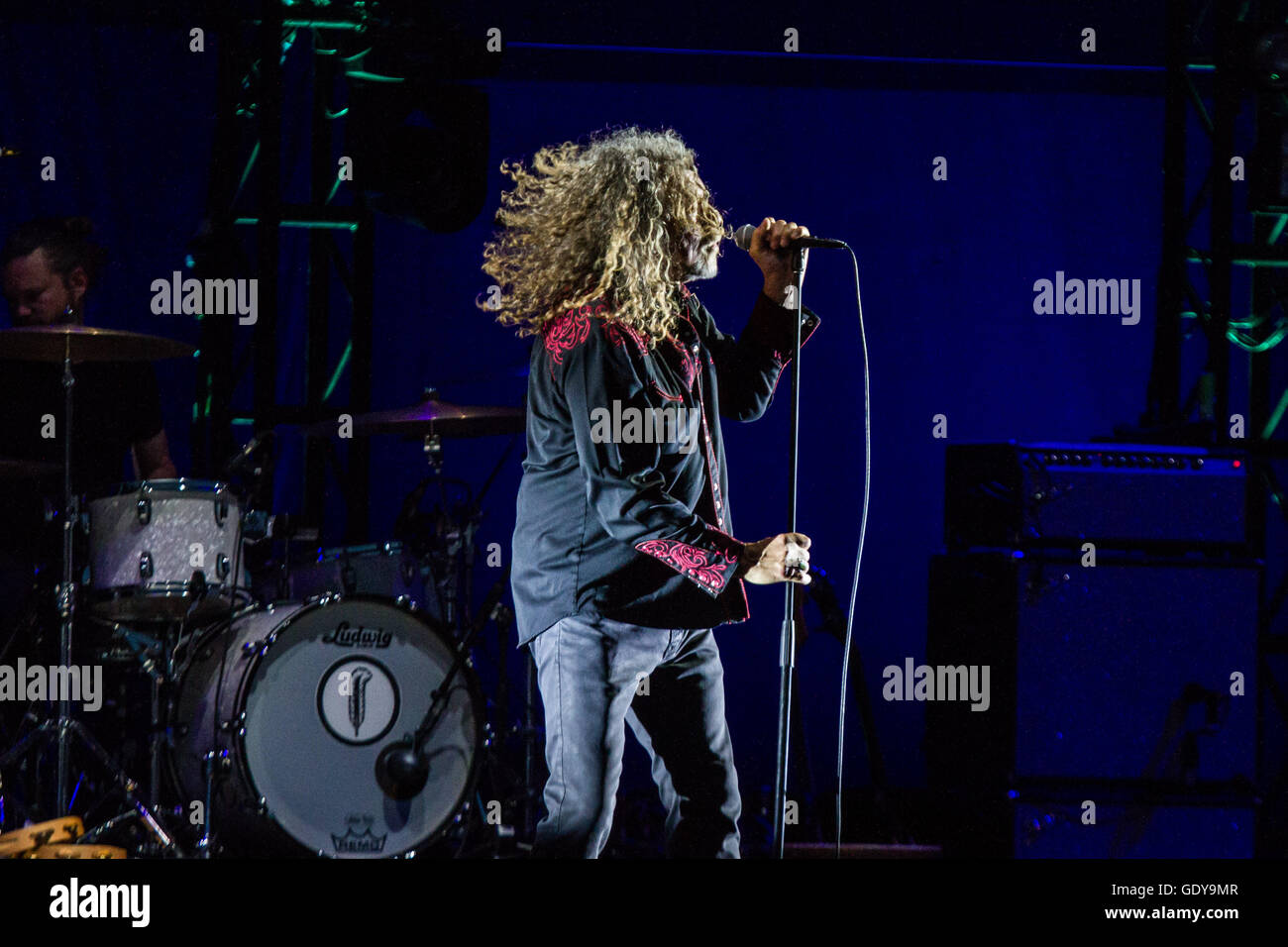 The English singer and song-writer Robert Plant pictured on stage as he ...