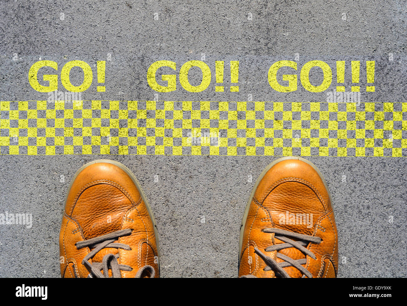 Start to live your life concept with go go go at start line Stock Photo ...
