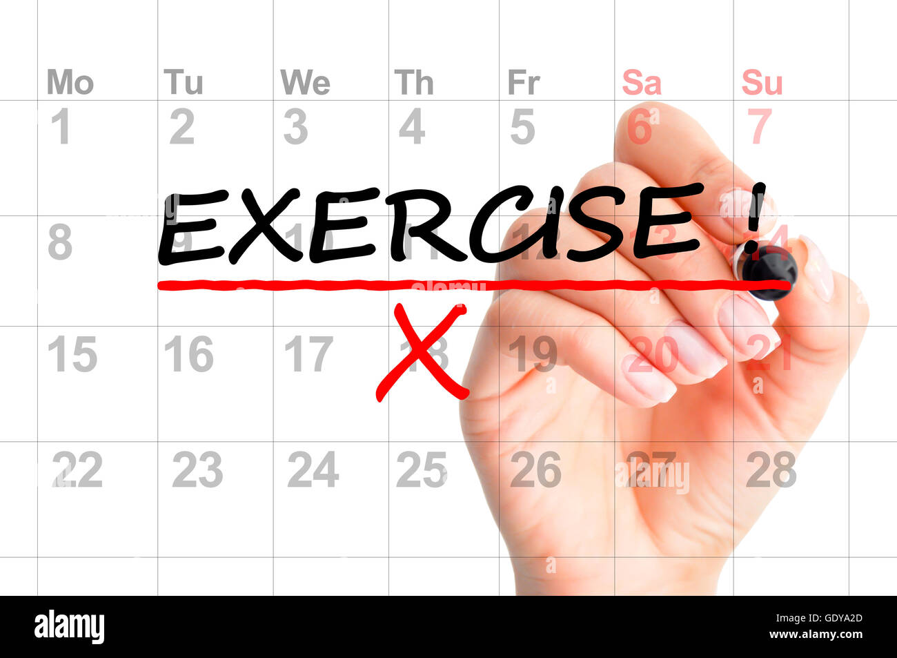 Exercise written on the calendar Stock Photo - Alamy