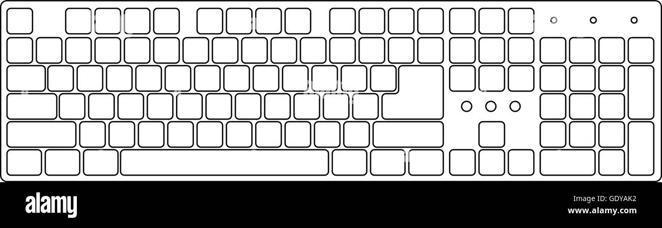 White laptop computer wireless keyboard top view with keys, vector ...