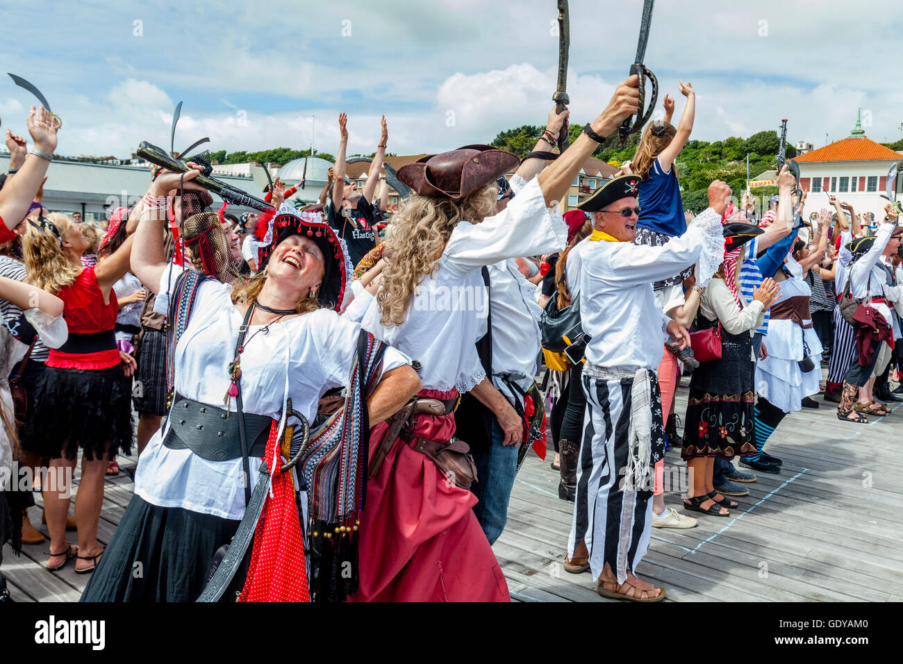 People Dressed In Pirate Costumes Pose For A Group Photo On Hastings ...