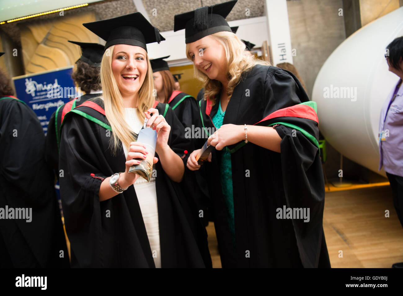 Higher Education in the UK: Two happy smiling female women aberystwyth ...
