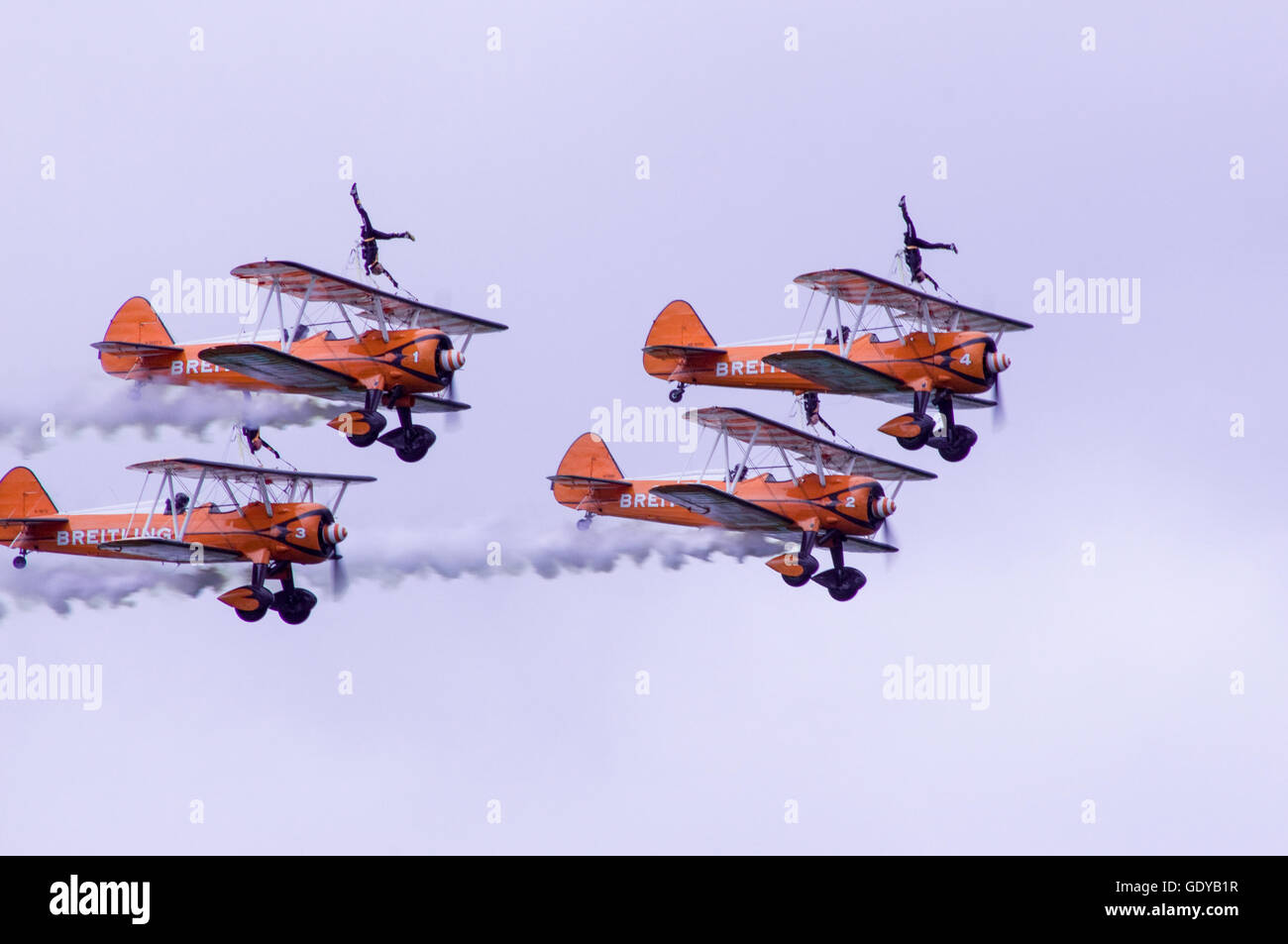 Breitling Wing Walkers on Air Show in Farnborough UK Stock Photo - Alamy