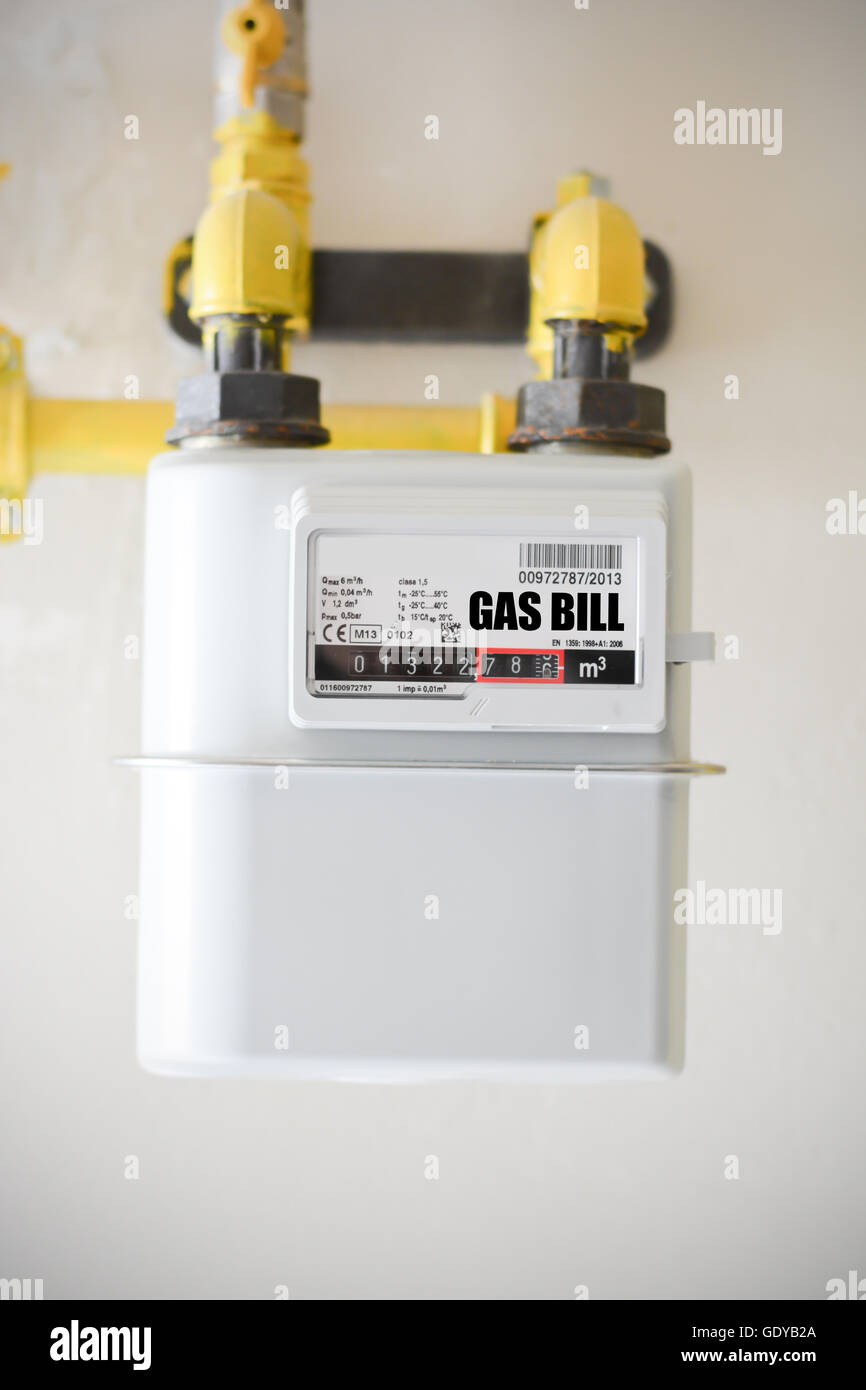 Fire gas bill concept with gas-meter equipment Stock Photo - Alamy