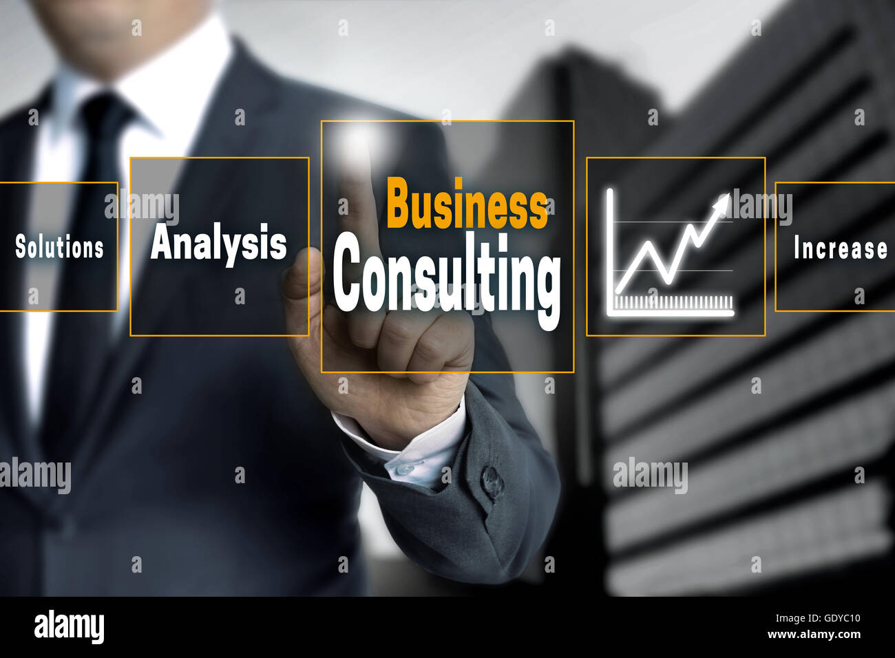 Business Consulting touchscreen concept background Stock Photo - Alamy