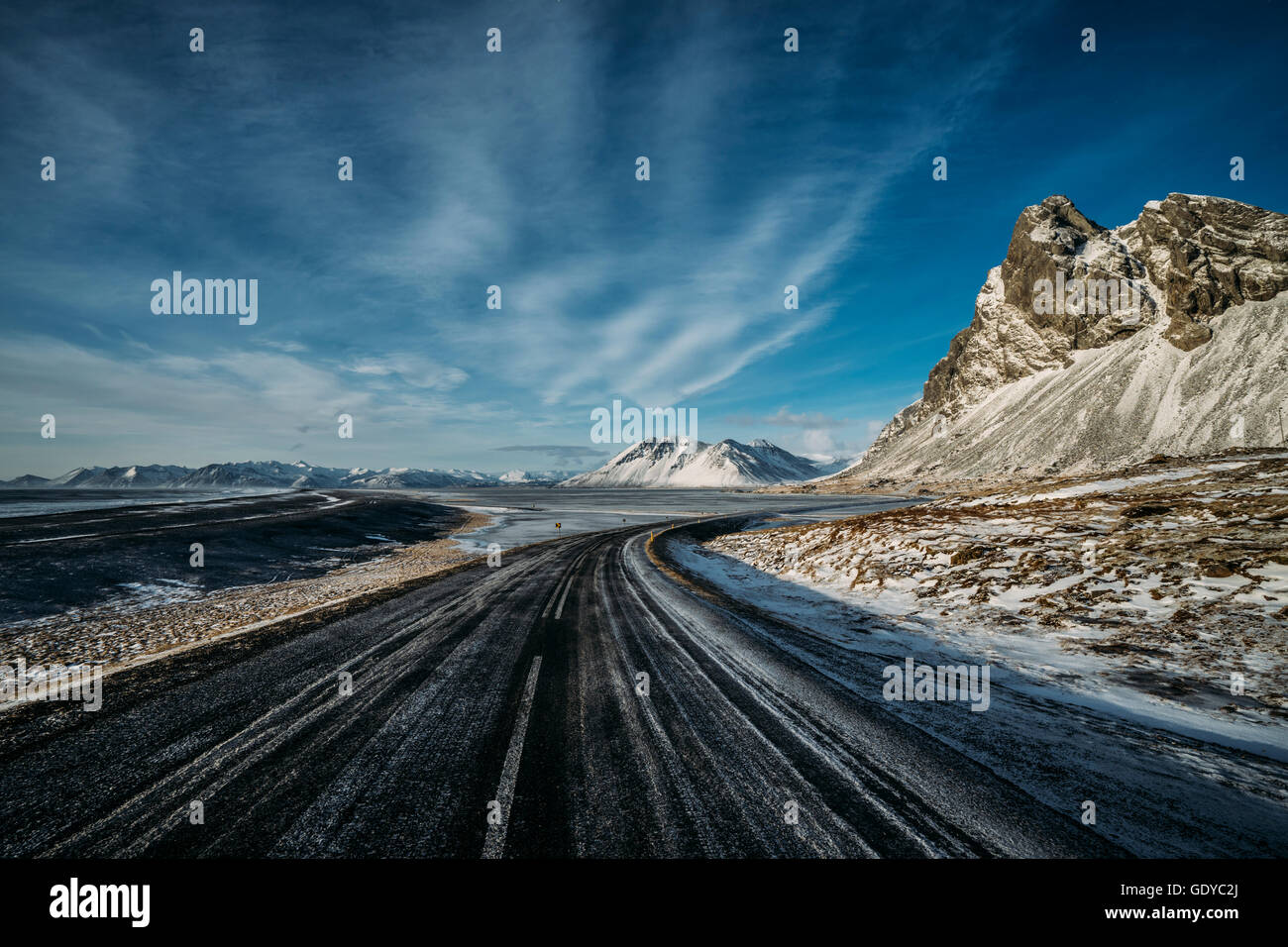 Remote, icy road, Iceland Stock Photo - Alamy