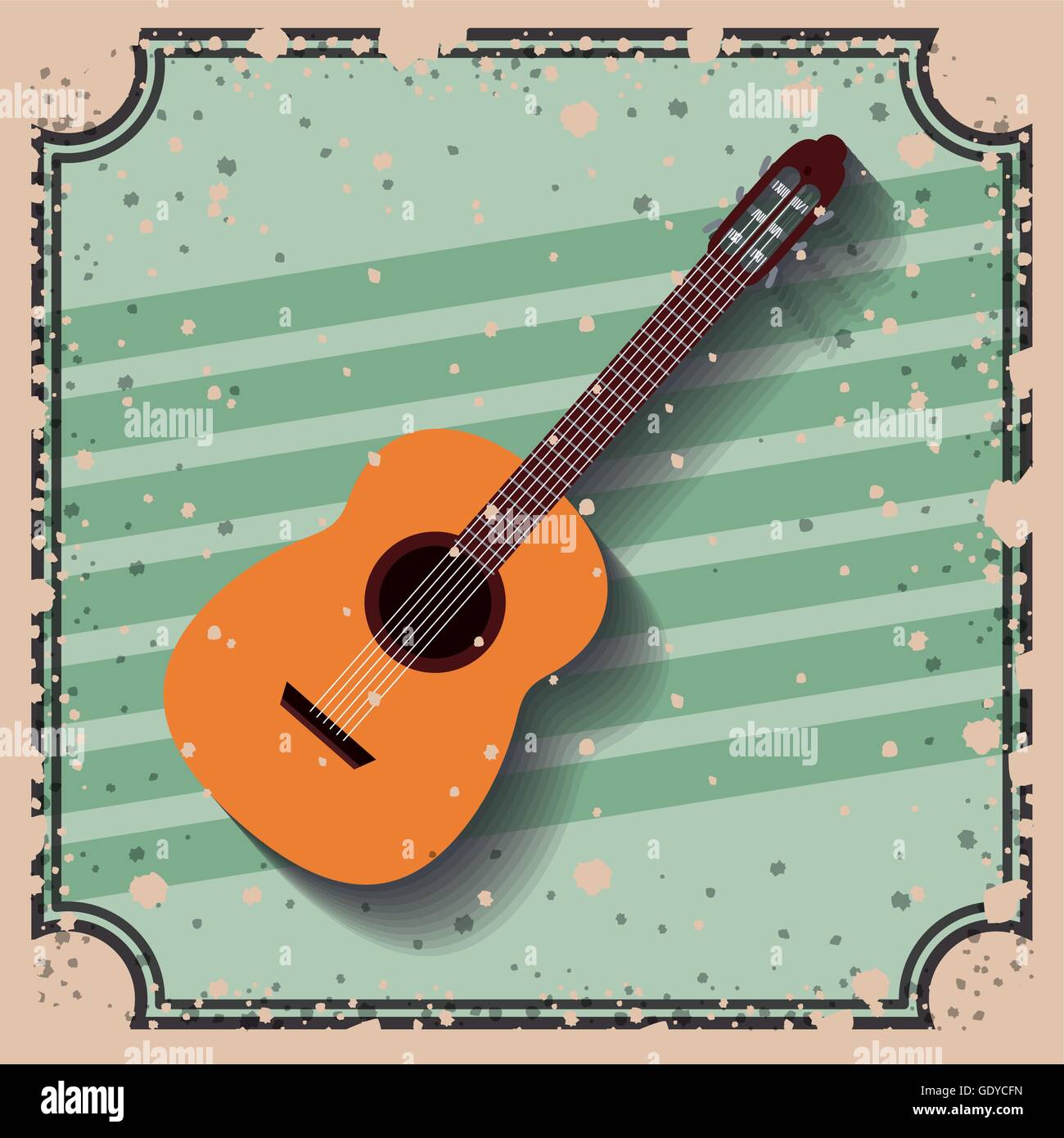 guitar instrument over retro background isolated icon design Stock ...