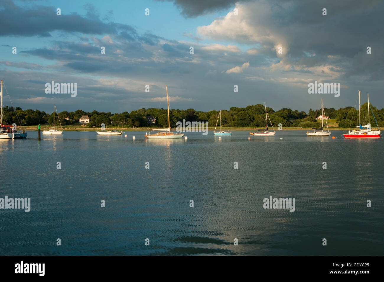 Yachts anchored on the River Hamble, Hampshire Stock Photo - Alamy