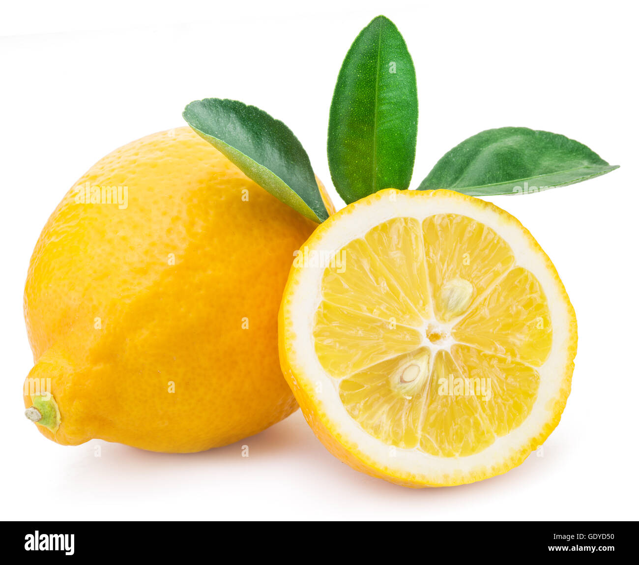 Ripe lemon fruits on the white background Stock Photo - Alamy