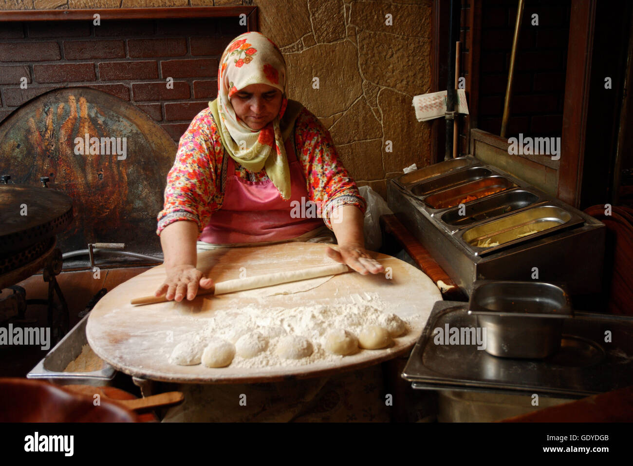 A woman making food in a bakery, Istanbul, Turkey Stock Photo - Alamy