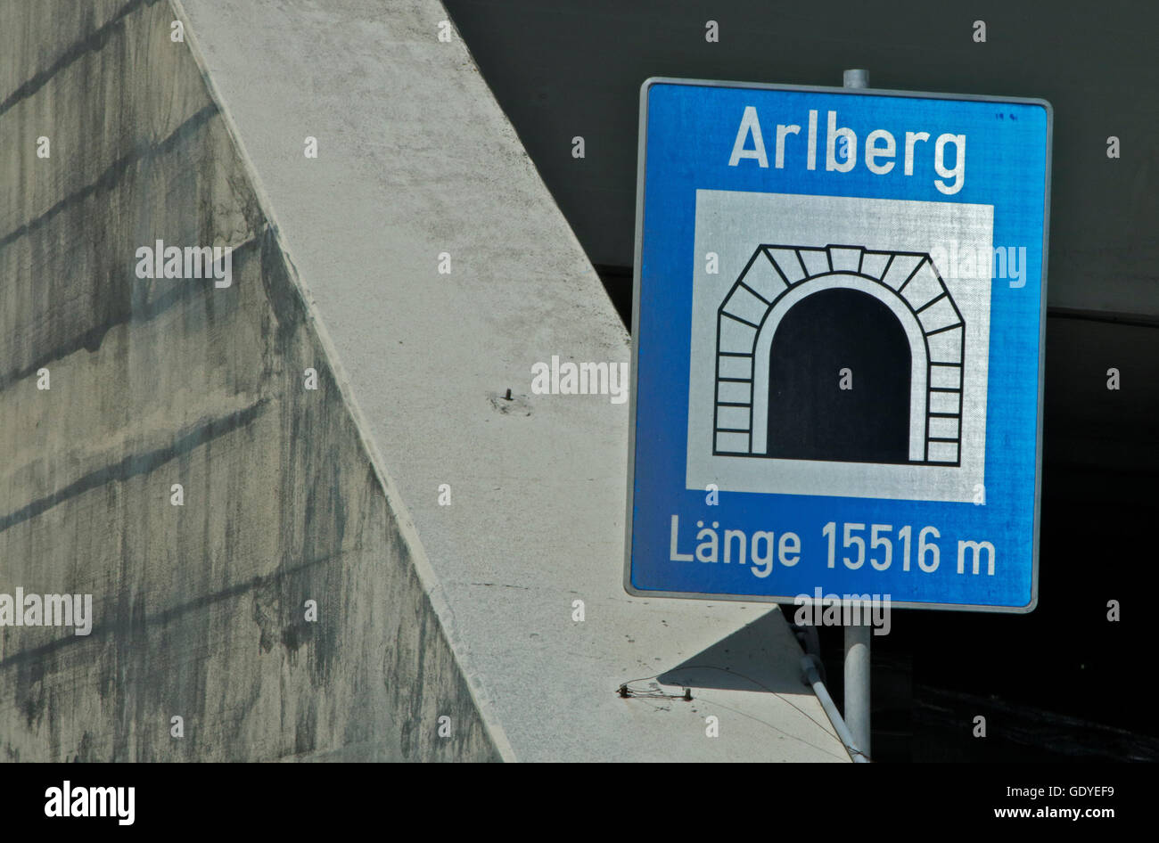 Sign at Entrance to the Arlberg Road Tunnel, Austria Stock Photo - Alamy