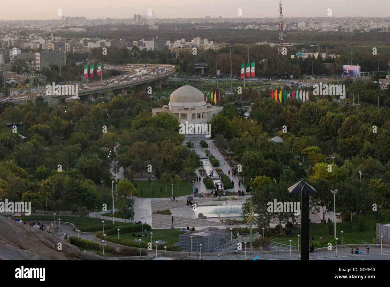 Aerial view of the Holy City of Mashhad and the shrine of Imam Reza ...