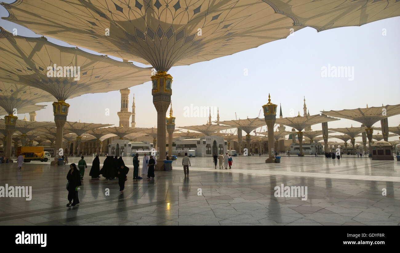 An external image of the Prophet's Mosque in Medina in Saudi Arabia ...