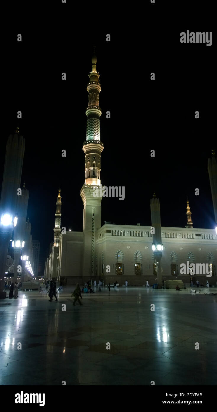 An external image of the Prophet's Mosque in Medina in Saudi Arabia ...