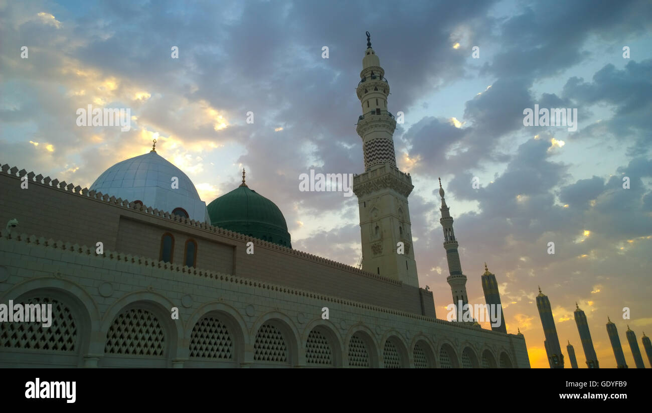 An external image of the Prophet's Mosque in Medina in Saudi Arabia ...