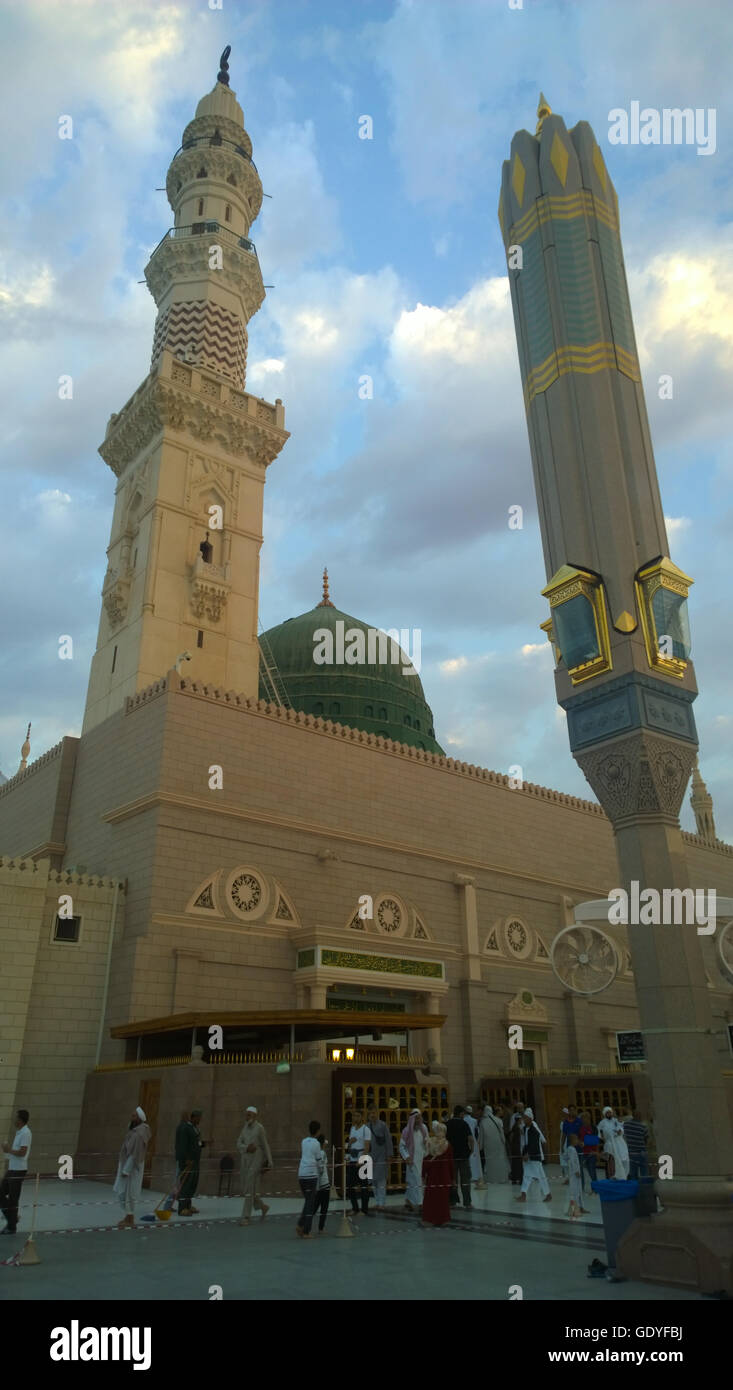 An external image of the Prophet's Mosque in Medina in Saudi Arabia ...