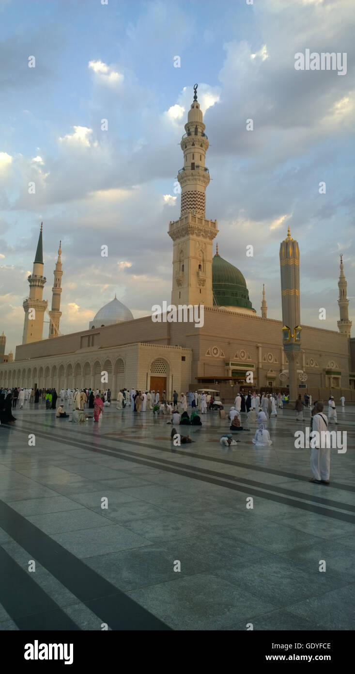 An external image of the Prophet's Mosque in Medina in Saudi Arabia ...