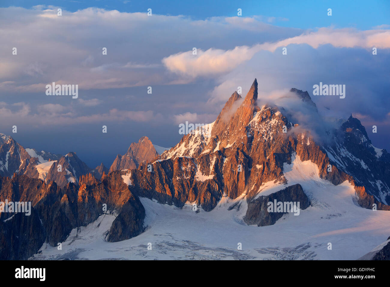 geography / travel, France, Dent du Geant (4013m) at sunrise, Mont ...